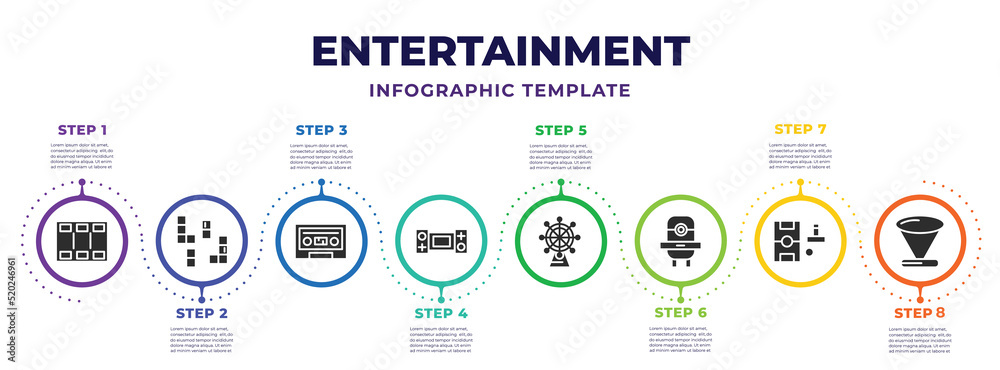 entertainment infographic design template with video editing, , music ...