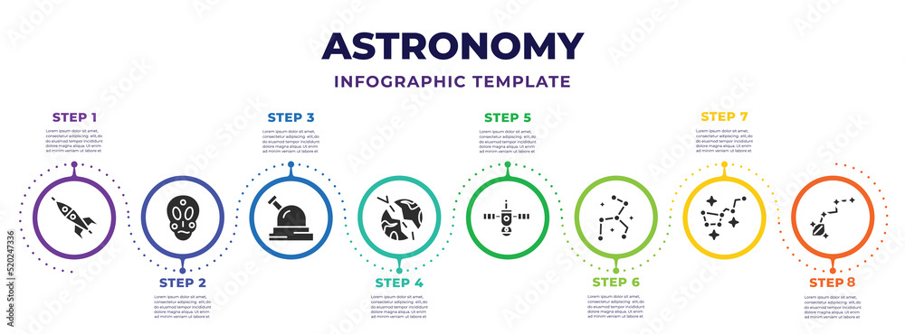 astronomy infographic design template with space rocket ...