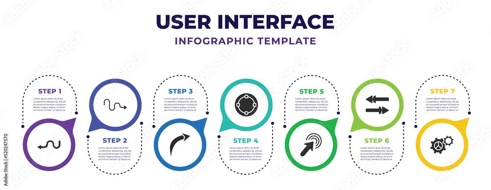 user interface infographic design template with arrow heading up, curve ...
