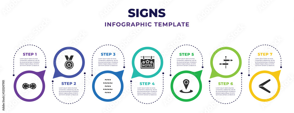 signs infographic design template with infinity, class reward, align ...