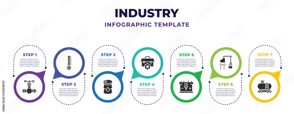 industry infographic design template with oil valve, thermometer ...
