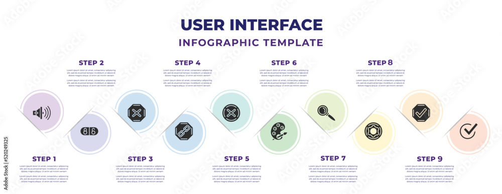 user interface infographic design template with high volume loudspeaker ...