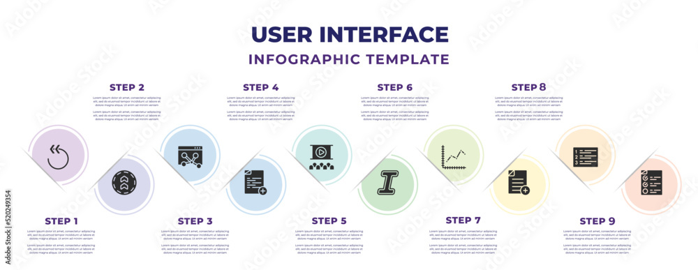 user interface infographic design template with rotate left, top button ...