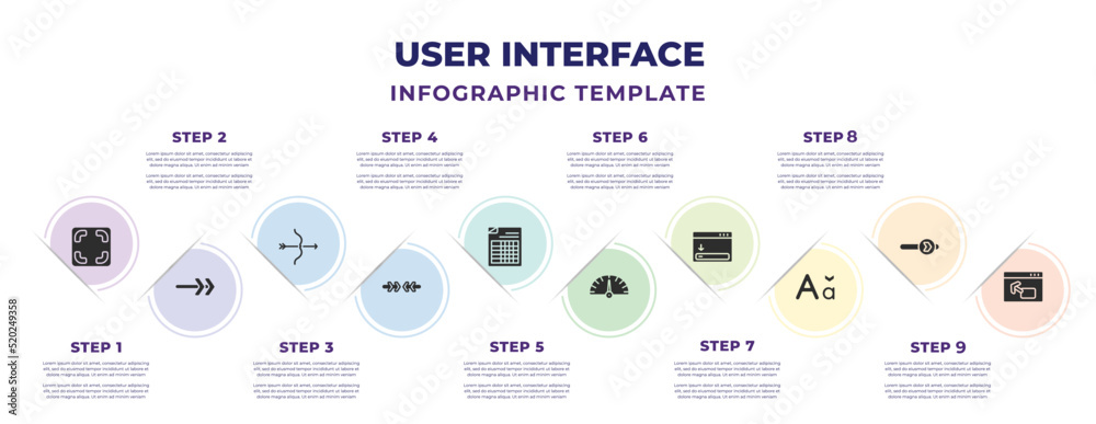 user interface infographic design template with rounded corners square ...