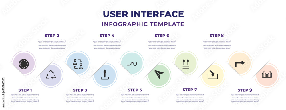 Vetor de user interface infographic design template with selectioned ...