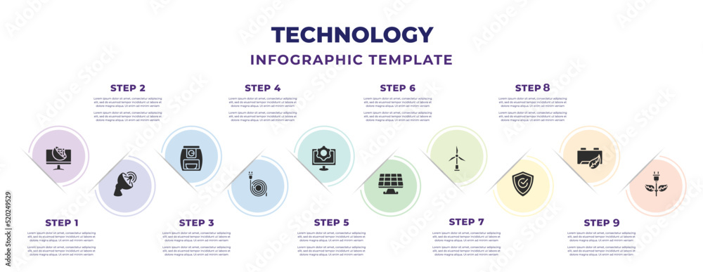technology infographic design template with tv and satellite, dish ...