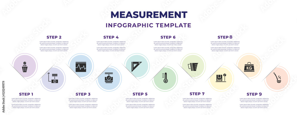 measurement infographic design template with water deep measuring, mini ...