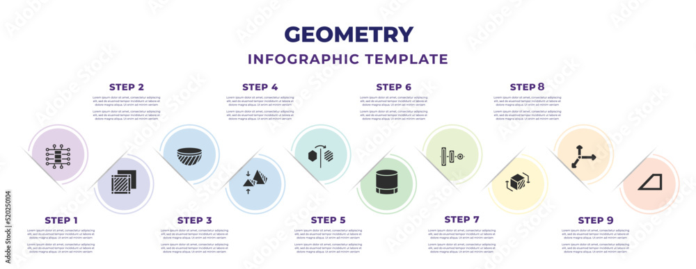geometry infographic design template with grids, background, semicircle ...