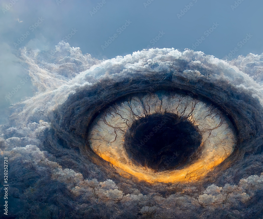 a giant eye watches from the clouds Stock-Illustration | Adobe Stock