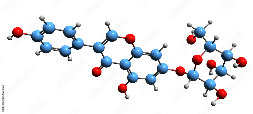 3D image of Genistin skeletal formula - molecular chemical structure of ...