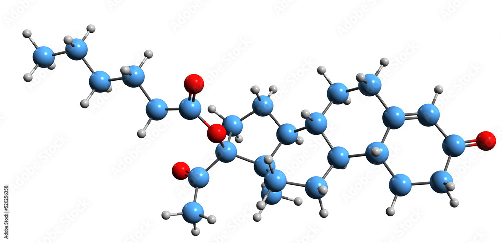 3D image of Gestonorone caproate gestronol hexanoate skeletal formula - molecular chemical ...