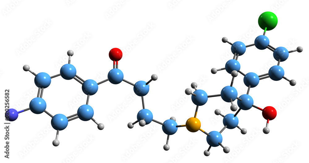 3D image of Haloperidol skeletal formula - molecular chemical structure ...