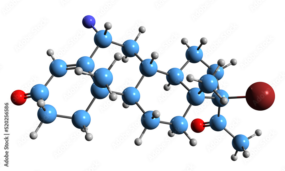 3D image of Haloprogesterone skeletal formula - molecular chemical ...
