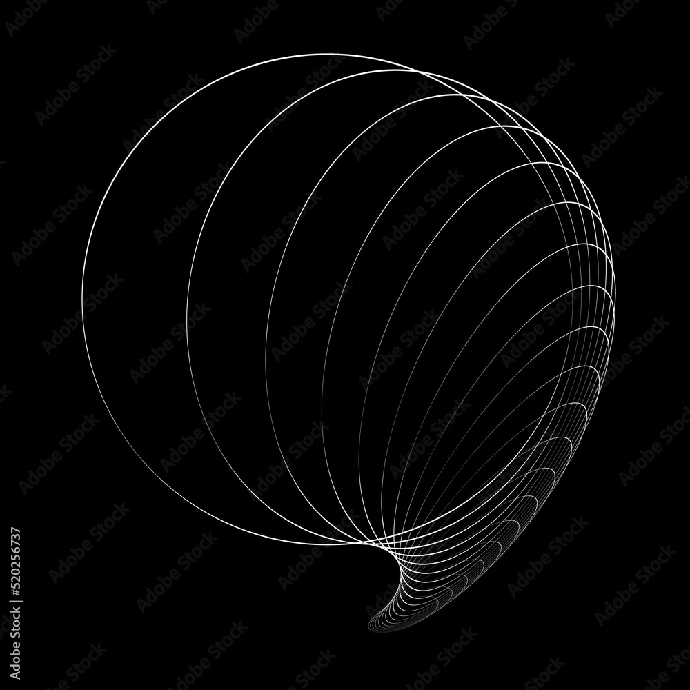 Abstract oval lines in spiral form. Vector illustration. Design element ...