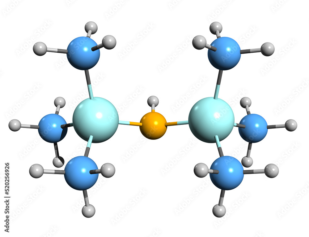 3D image of Hexamethyldisilazane skeletal formula - molecular chemical ...