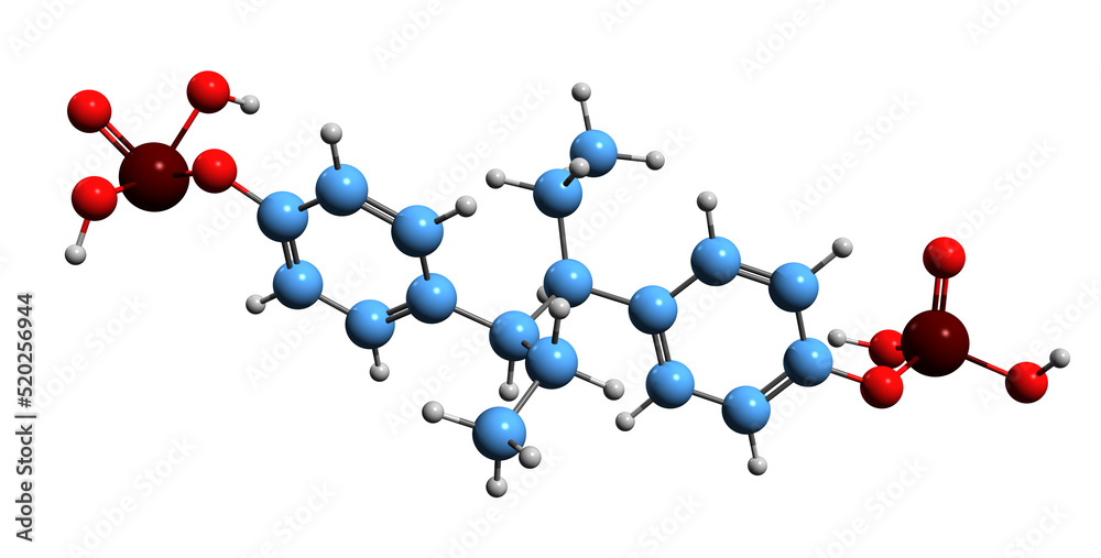 3D image of Hexestrol diphosphate skeletal formula - molecular chemical ...