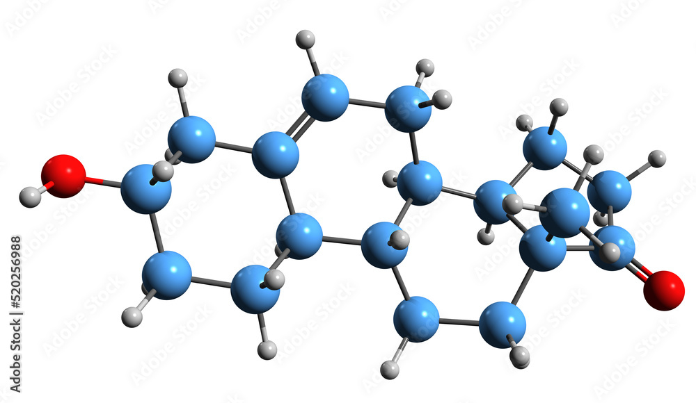 3D image of Nordehydroepiandrosterone skeletal formula - molecular ...