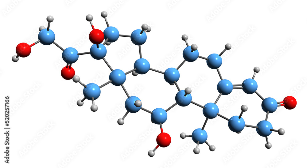 3D image of Hydrocortisone skeletal formula - molecular chemical ...