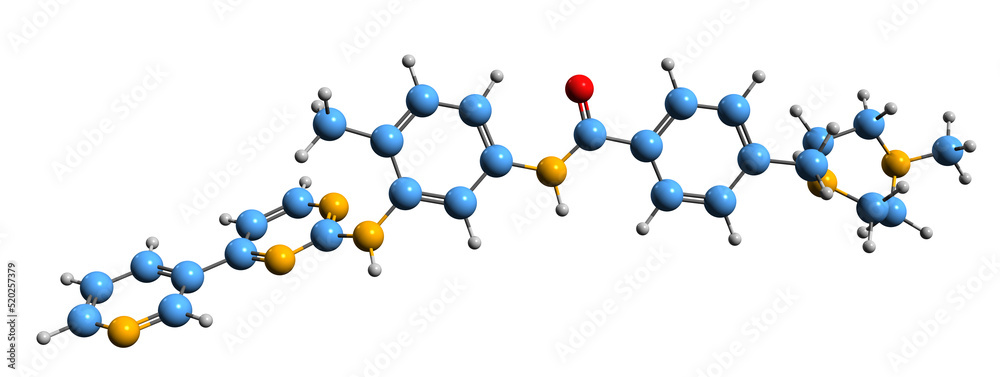 3D image of Imatinib skeletal formula - molecular chemical structure of ...
