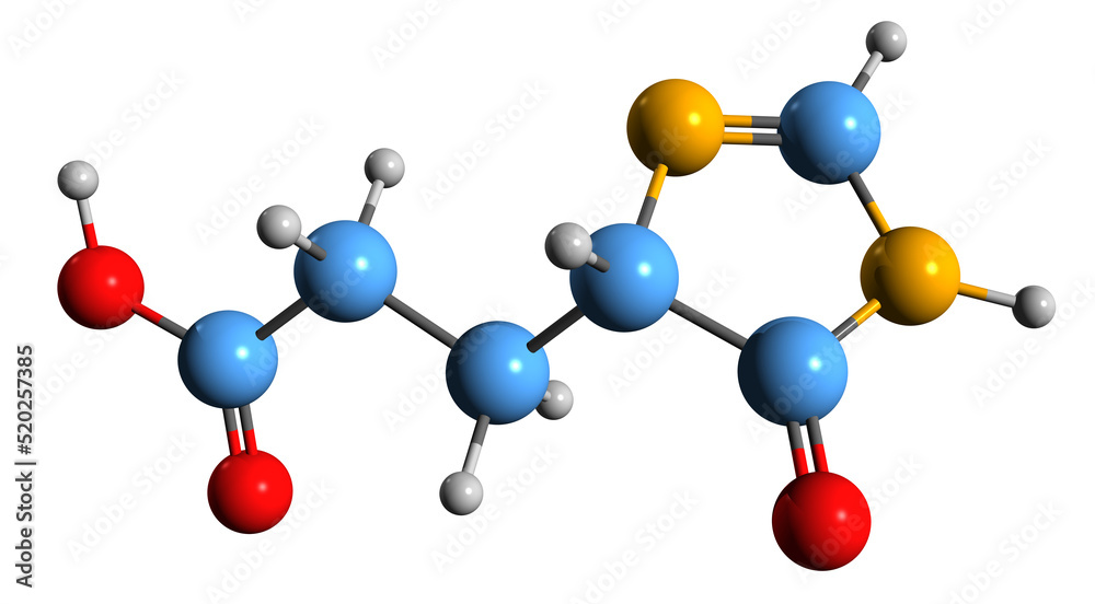 3D image of Imidazol-4-one-5-propionic acid skeletal formula ...