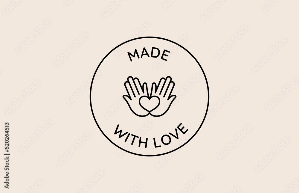 Vector logo design template and badge in simple linear style - handmade ...