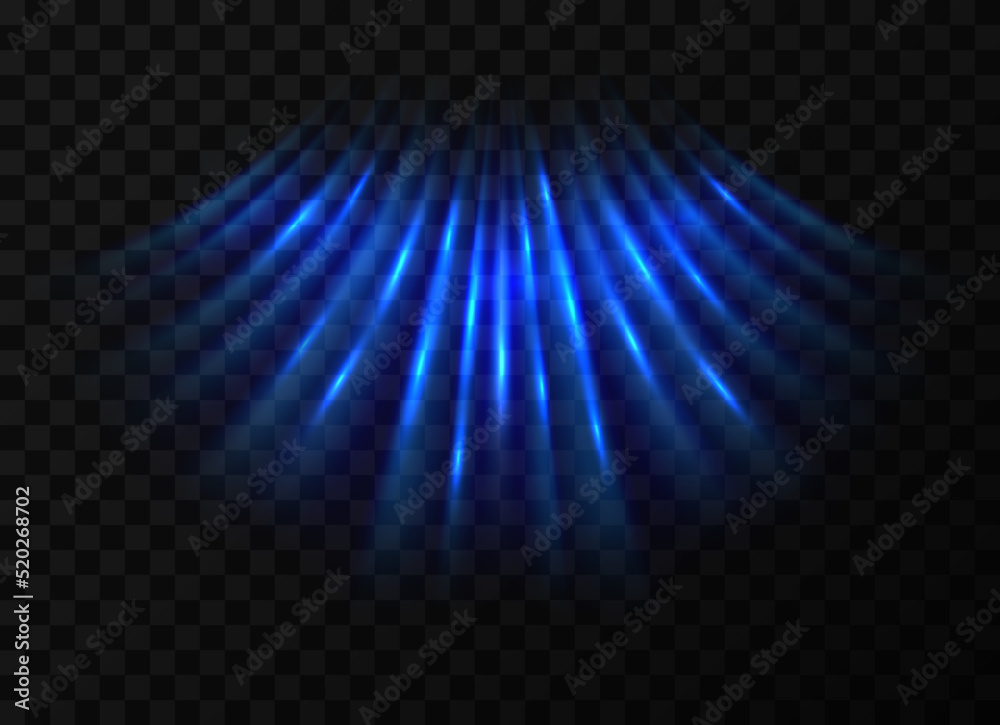 Fresh air flow from the conditioner. Blue neon rays. Cold wind or frost ...