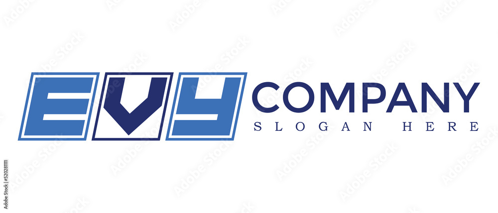 EVY three Letter Rounded rectangle boxes shape element symbol digital ...