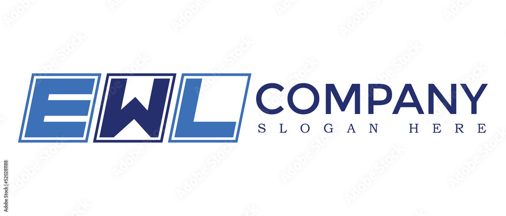 EWL three Letter Rounded rectangle boxes shape element symbol digital ...