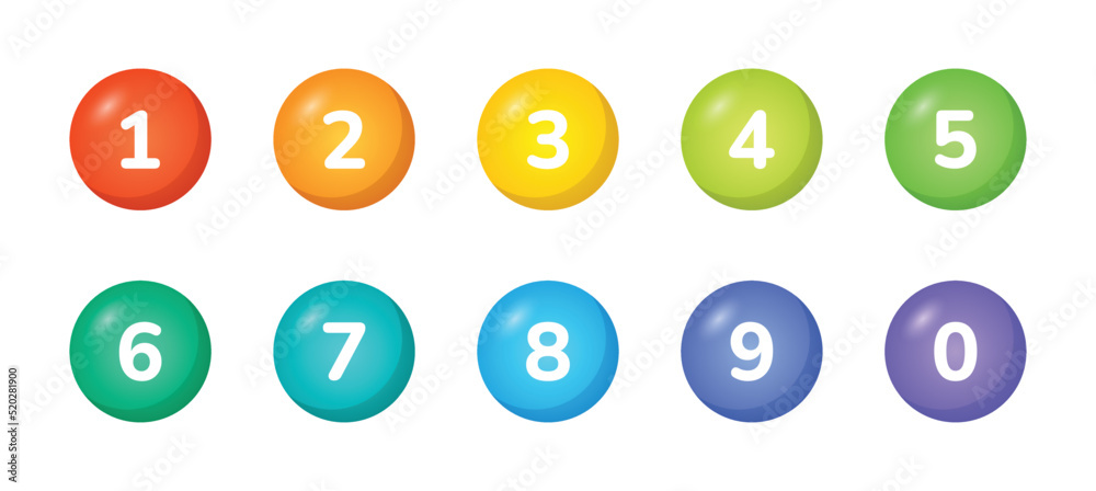Bullet number on colorful circle shapes vector set elements ...