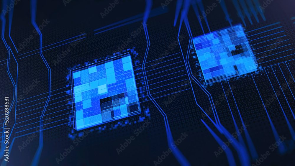 Processors CPU concept. Animation. Motherboard digital chip. Abstract ...