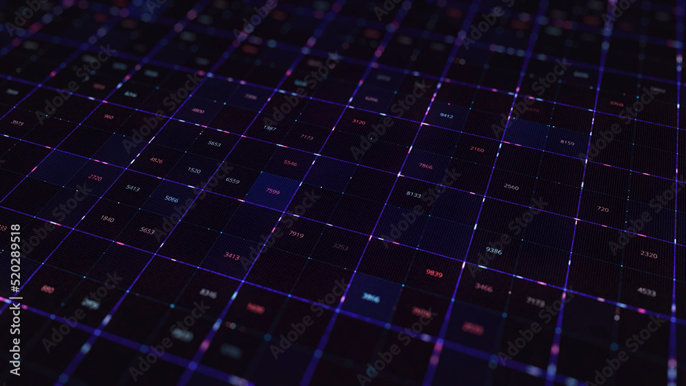 Neon cells and numbers. Animation. Numbers that appear in neon cells ...
