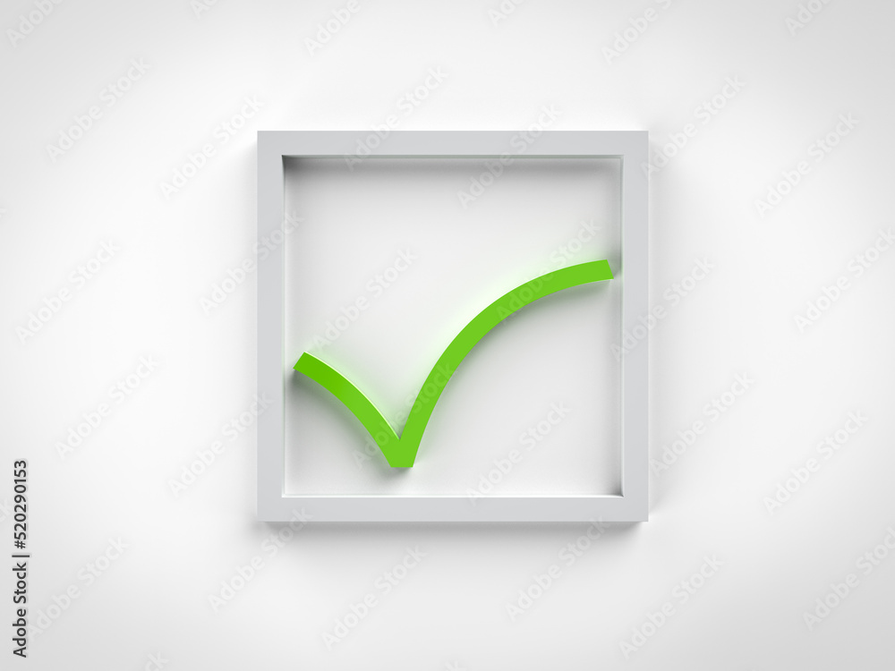 Green check mark in box sign ilustração do Stock | Adobe Stock