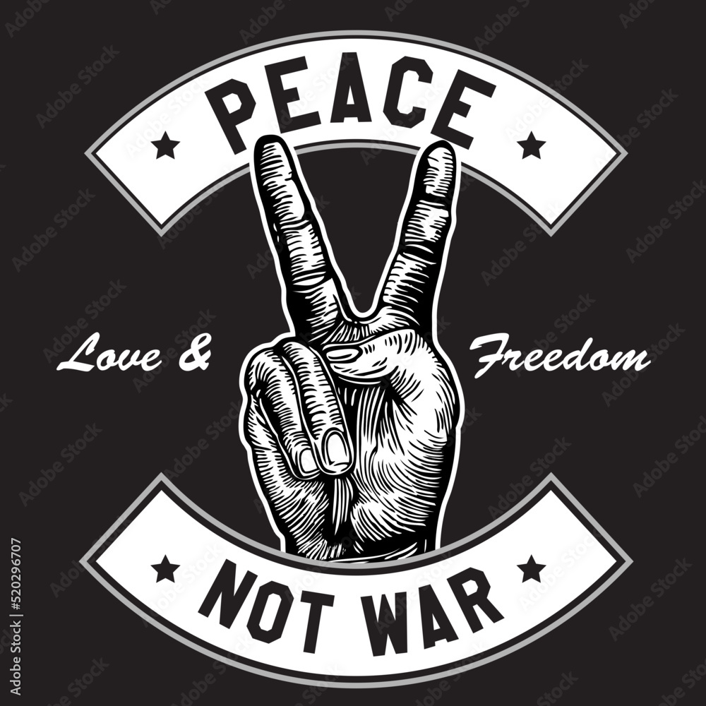 Peace Not War Hand Sign Emblem Logo Stock Vector Adobe Stock