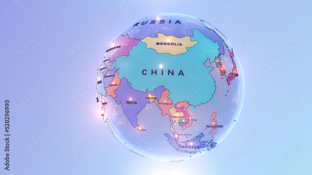 a world map of ASIA, 3d rendering, Stock Illustration | Adobe Stock