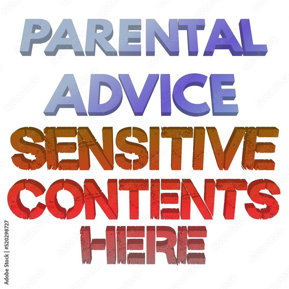 Parental control sign or icon concept typography. Prohibited contents ...