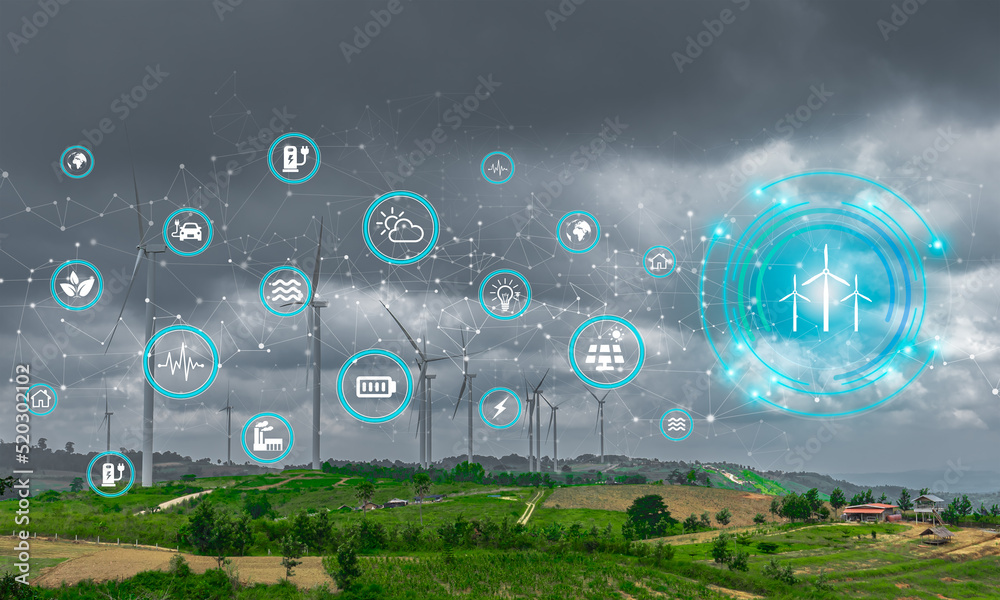 Environmental technology concept. development goals of renewable energy ...