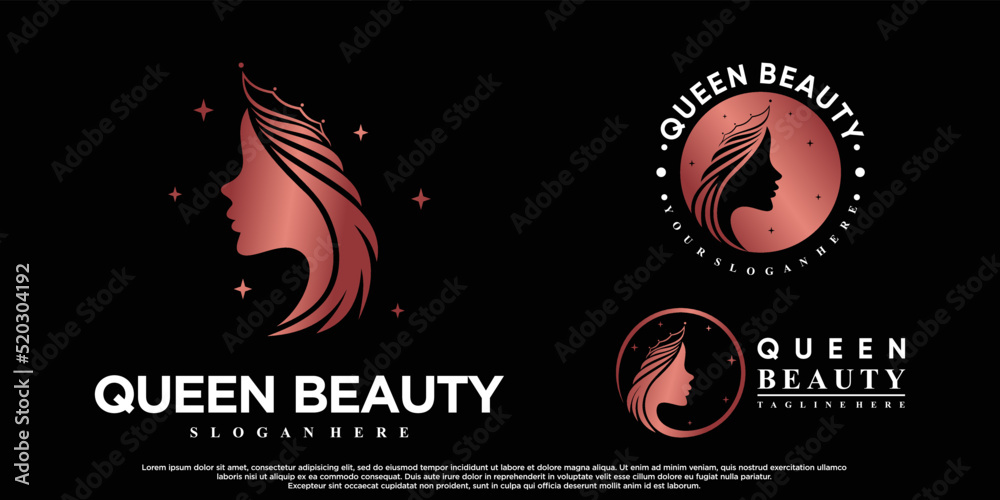 Set of beauty queen icon logo design for women with modern concept ...