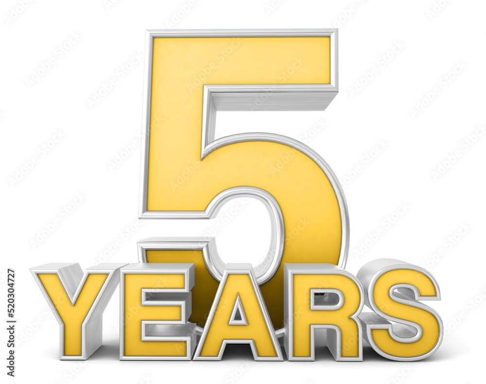 5 years 3d isolated on white background. Celebrating 5th anniversary ...
