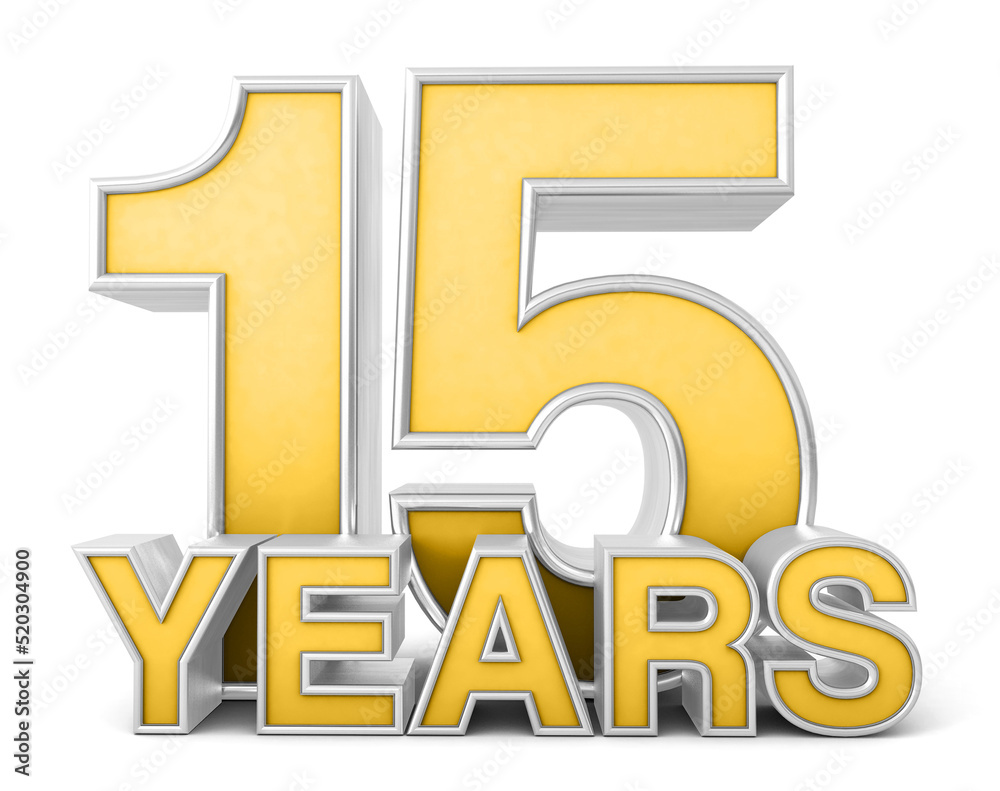15 years 3d isolated on white background. Celebrating 15th anniversary ...