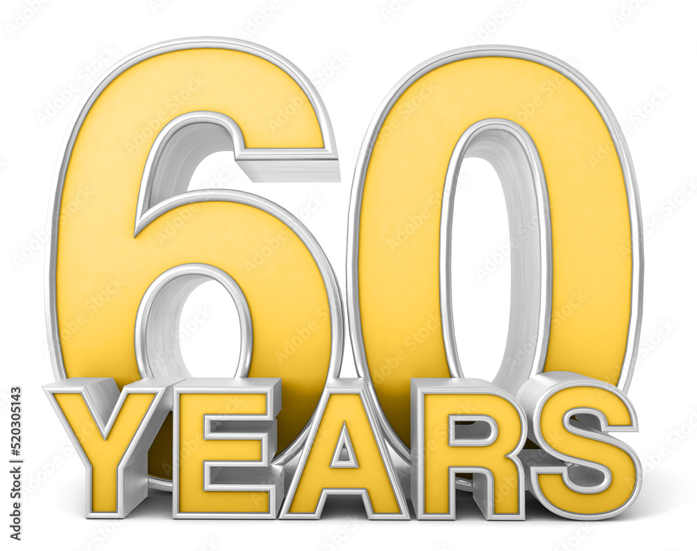60 years 3d isolated on white background. Celebrating 60th anniversary ...