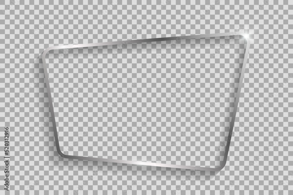 Silver decorative frame with shadows and highlights isolated on a ...