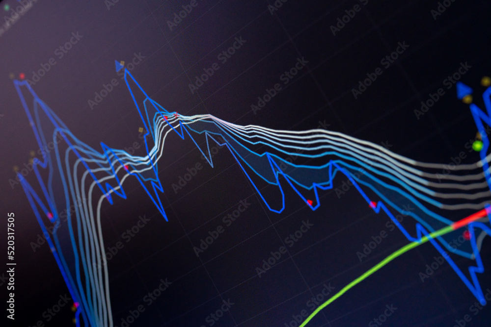 Stock market data on digital LED display. Fundamental and technical ...