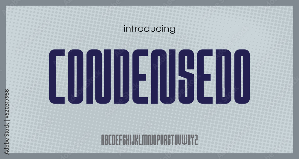 Condensedo, narrow and condensed letters typeface font suitable for ...