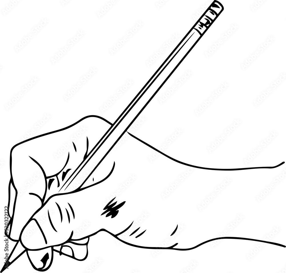 How to hold pencil for drawing, Sketch drawing of hand holding pencil ...