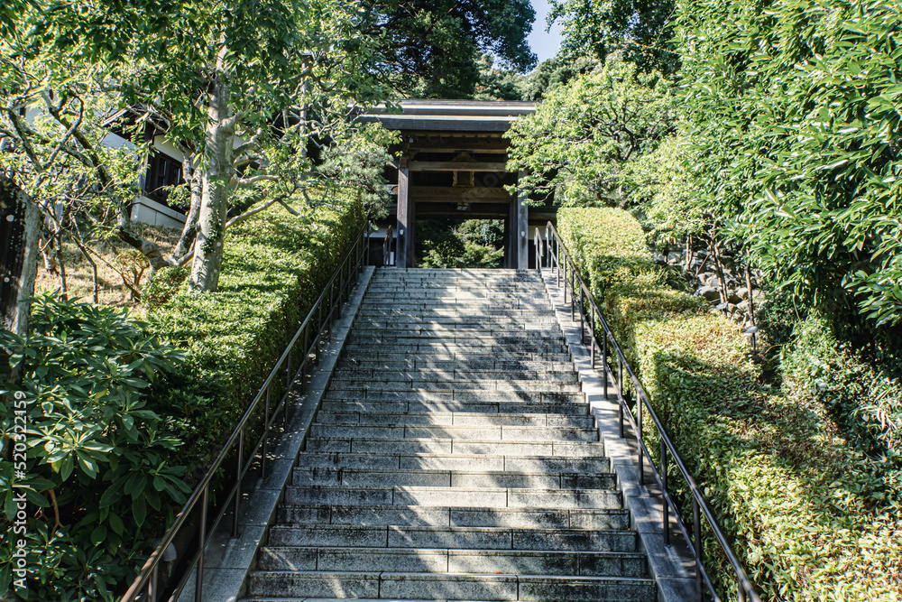 Stone steps of a traditional Japanese shrine Stock Photo | Adobe Stock
