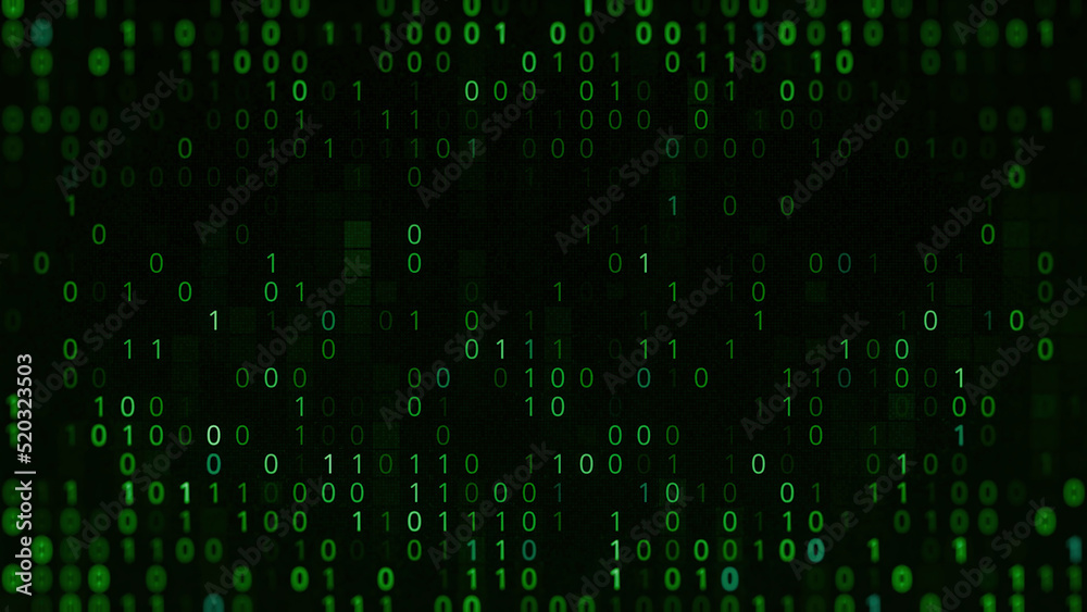 Green Background Of Matrix With Binary Code Animation Set Of Binary Code In Matrix Space
