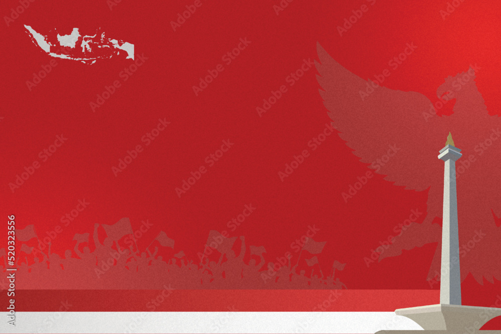 Indonesia Independence Day Template Background simple Paper Effect with ...