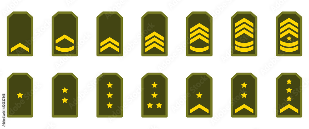 Military Badge Insignia Green Symbol. Army Rank Icon. Chevron Yellow ...