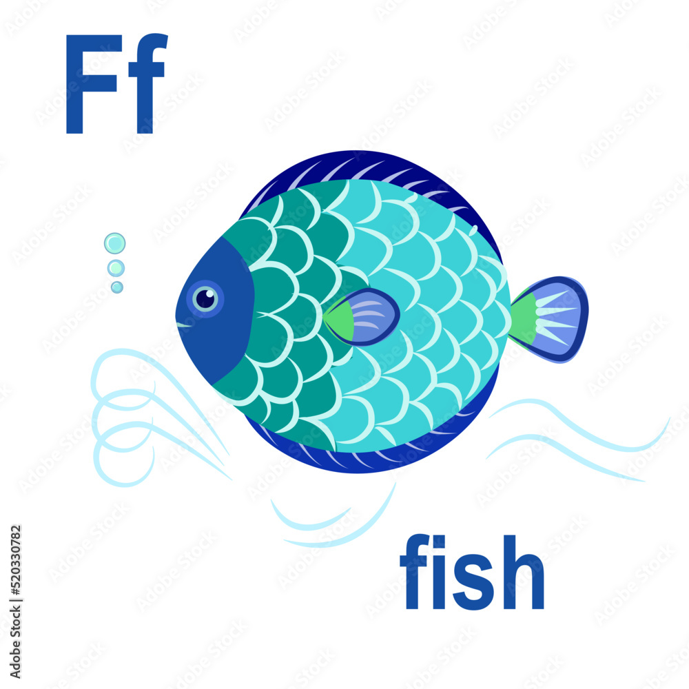 Wonderful fantastic fish, the ABC of children's wall art. Postcards ...