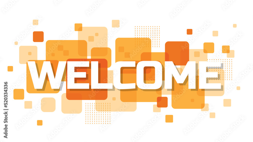 Welcome poster with geometric element background. Vector paper ...